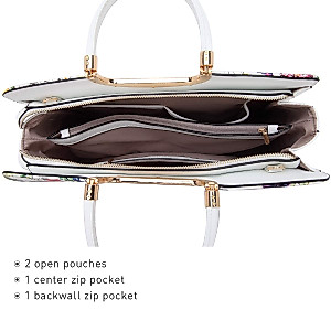 Womens Handbag Top Handle Shoulder Bag Tote Satchel Purse Work Bag with Matching Wallet (5-White Floral)