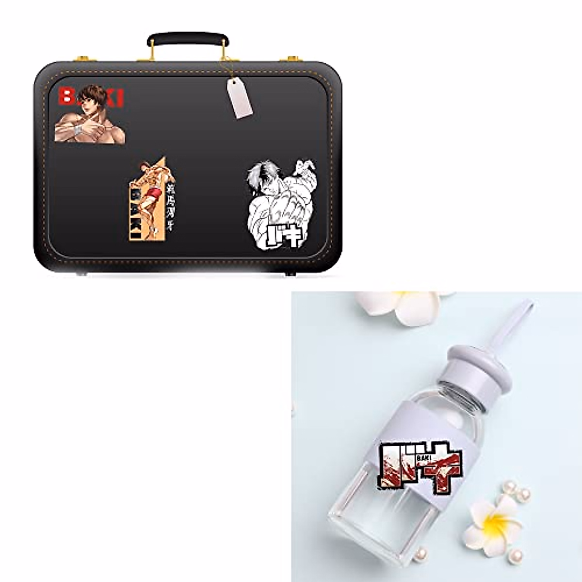 Baki Stickers 63Pcs Japanese Classic Fighting Grappler Animation Baki Stickers Vinyl Waterproof Stickers for Water Bottles Laptops Computers Phone Cases Guitars Decoration