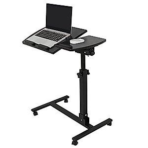 SUPER DEAL Angle & Height Adjustable Rolling Table Desk Laptop Notebook Stand Tiltable Tabletop Desk Sofa/Bed Side Table Hospital Table Stand W/Lockable Casters