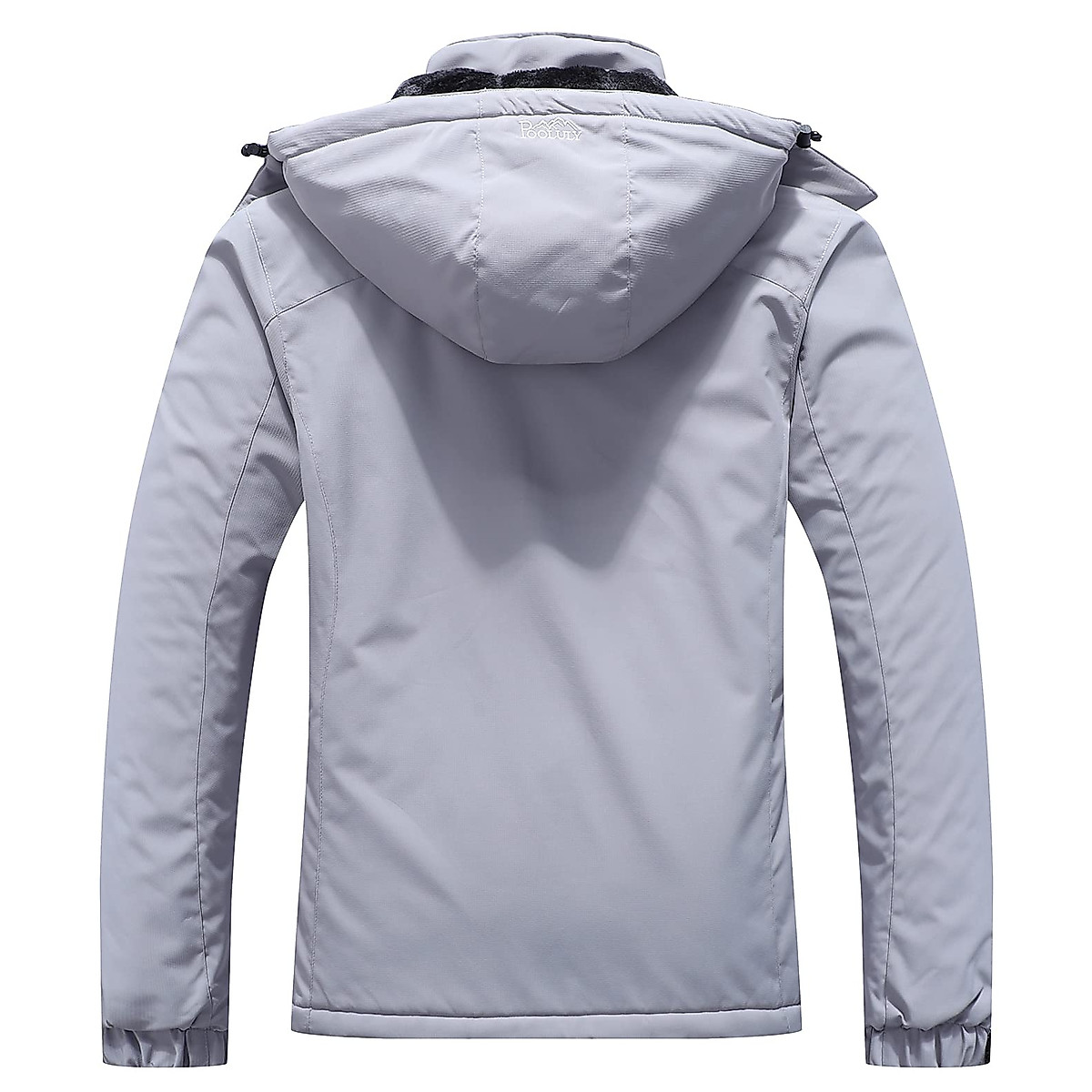 Pooluly Women's Ski Jacket Warm Winter Waterproof Windbreaker Hooded Raincoat Snowboarding Jackets Light Gray-S