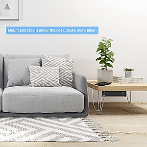 Under Desk Power Strip Mountable,Screw Mount Power Outlet with 3 AC Outlets,4 USB-A Ports,15FT Extension Cord,Desk Clamp Power Strip