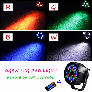 DJ Lights,SAHAUHY 18 LED Professional Stage Lights RGBW Mixed Effect Up Lights with Remote Control Sound Activated LED Par Lights for Party Club Wedding Church Christmas(8Packs)