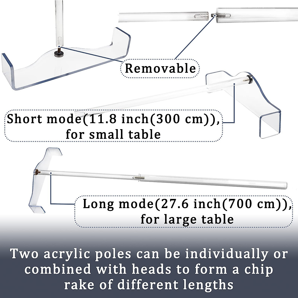 MrCarbon Acrylic Chip Rake, Fully Transparent, Casino Grade Pro Rake for Blackjack,Texas Hold'em,Telescopic Roulette Casino Poker