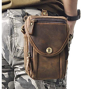 Vintage Leather Phone Belt Bag Waist Pack for Outdoor Travel Flip Phone Case Holster Bum Fanny Pouch Money Coin Purse Wallet Small Shoulder Pocket