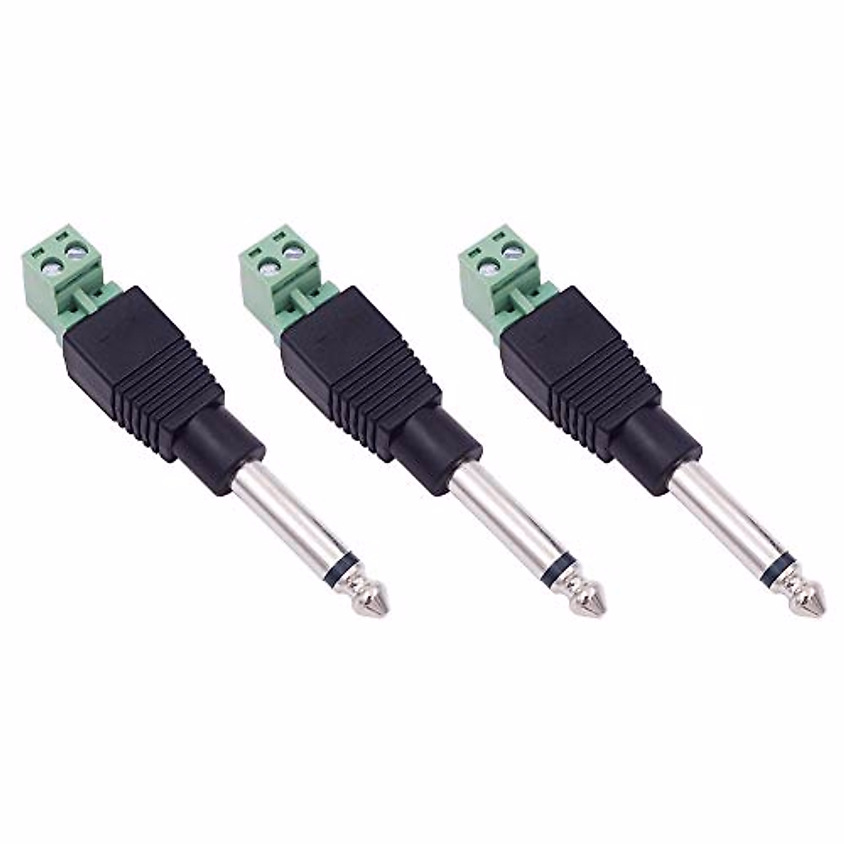 Fancasee (3 Pack) 6.35mm Replacement Repair Plug Jack TS 2 Pole Mono Male Plug 1/4" 6.35mm Solderless Terminal for Microphone Speaker Audio Cable Repair