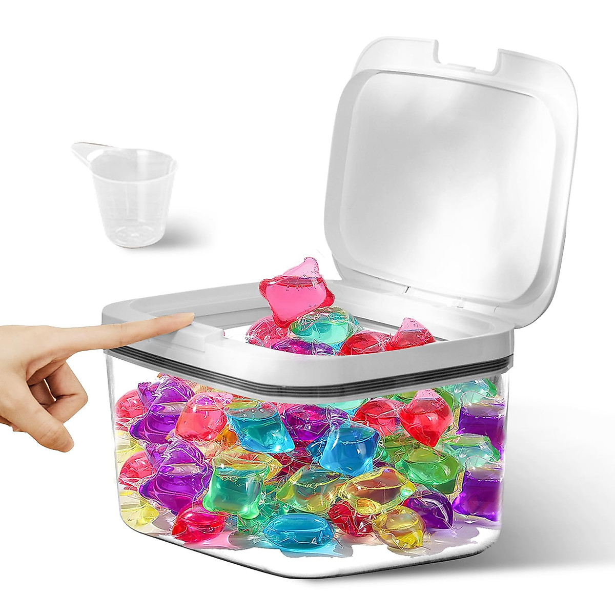 Laundry Pods Container, Laundry Pod Holder with Lid Laundry Pod Container 2.8L/94oz with Scoop Used for Dry Storage of Laundry Beads, Laundry Powder and Laundry Fragrance Beads