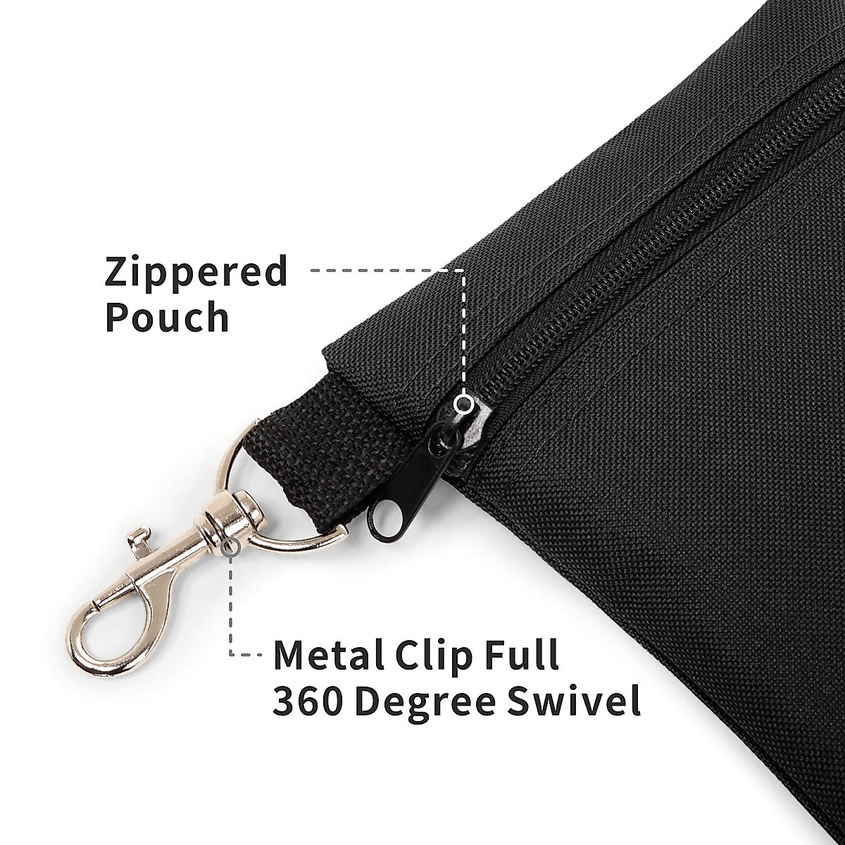 BuyAgain Golf Tee Pouch, 5.62 X 6.87 Inch Professional Zipper Golf Tee/Ball Pouch Bag with Metal Lobster Claw Clip
