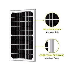 Newpowa 10W(Watts) 12V(Volts) Monocrystalline Solar Panel Battery Maintainer High-Efficiency PV Module Power for Battery Charging of Boat RV Gate Opener Fences Silver