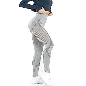 Redqenting High Waisted Seamless Leggings for Women Tummy Control, Squat Proof Workout Yoga Pants Gray