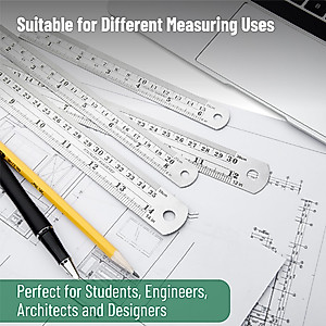 Mr. Pen Steel Rulers, 6, 8, 12, 14 inch Metal Rulers, Pack of 4