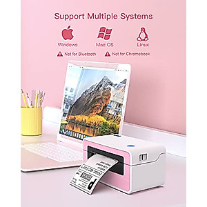 POLONO Shipping Label Printer Pink, 4x6 Thermal Label Printer for Shipping Packages, Commercial Direct Thermal Label Maker, 2" Pink Circle Direct Thermal Labels (750 Labels c