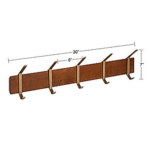 Kate and Laurel Rossmore Modern 5 Hook Shelf, Walnut and Gold, Mid-Century Coat Rack