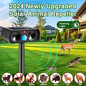 Ultrasonic Animal Repellent Outdoor Solar Animal Repeller with Motion Detection Waterproof Cat Deterrent Outdoor Deer Repellent Device for Fox Raccoon Rabbit Squirrel Skunk Repellent for Yard (4)
