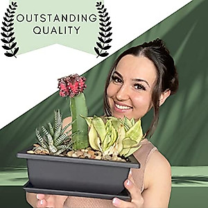 HäMO Bonsai Training Pots with Drainage Humidity Tray - Built in Mesh, 9 Inch Large Bonsai Tree Pot Planter, Set of 3 Bonsai Pots Set with Repotting Mat and 3 Mini Gardening Tools.
