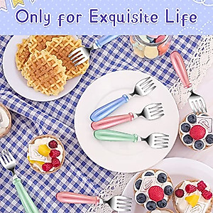 BHUIJNY 12Pcs Toddler Forks,Stainless Steel Toddler Utensils Baby Forks,Kids Forks Children's Cutlery for Self Feeding,BPA Free Kids Metal Forks with Round Handle for Boys Girls Dining,Dishwasher Safe