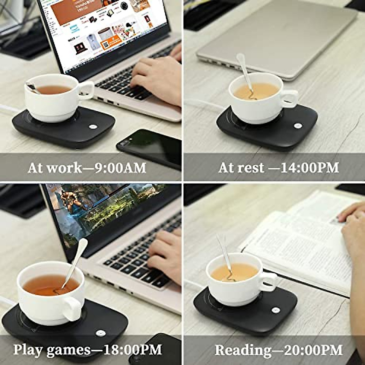 Cup Warmer with 3 Settings,Coffee Mug Warmer for Desk Auto Shut Off Cup Warmer Water Tea Milk Desktop Heating Plate Electric Beverage Warmer Plate