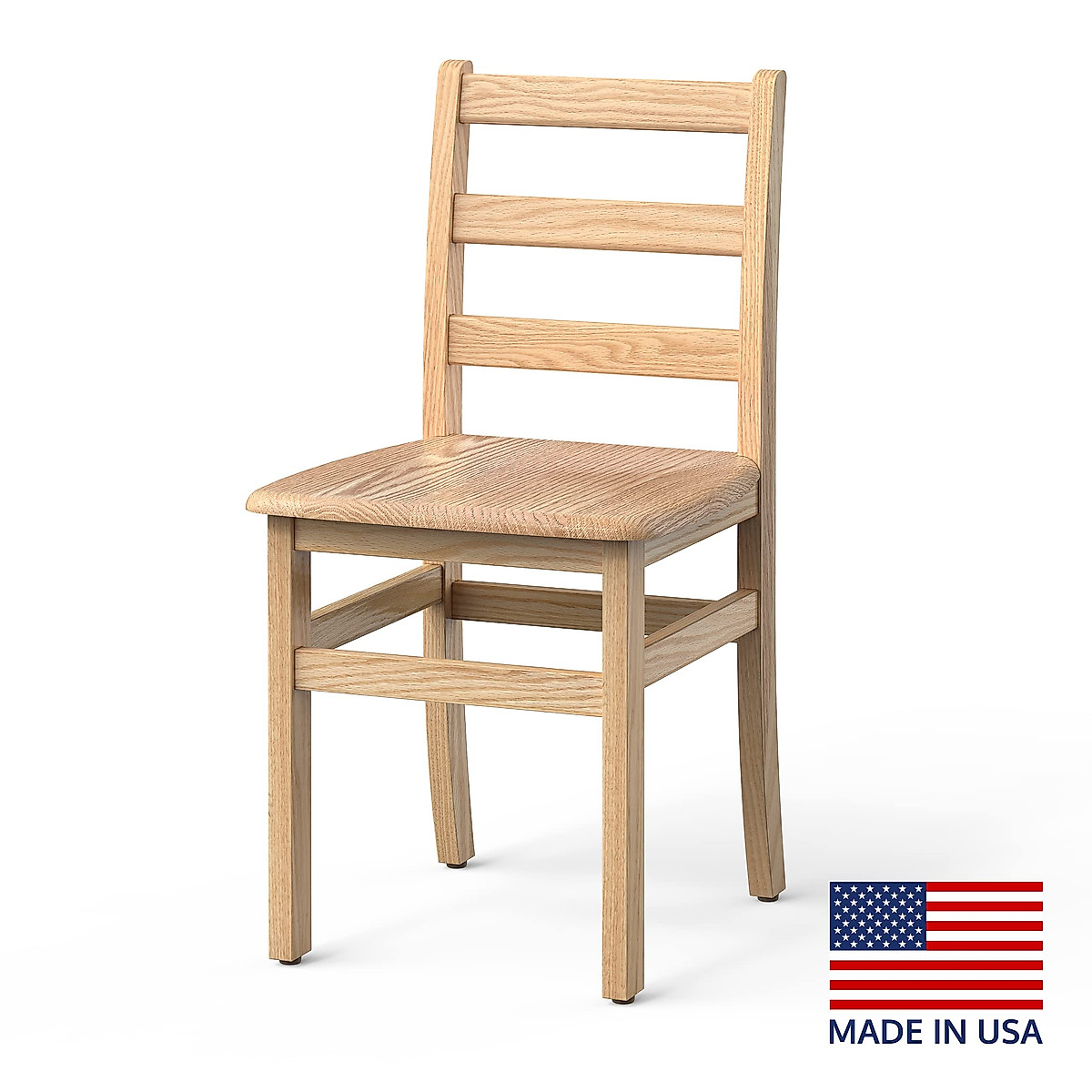 Foundations Little Scholars Ladderback Solid Hardwood Classroom Teacher Chair, Made in USA, Fully-Assembled, (18 Inch Seat Height, Ages 13+)