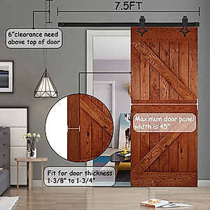 7.5FT Sliding Barn Door Hardware Kit Heavy Duty Sturdy Rustic Rhombus Shape Hanger Barn Door Track Set for Single 45" Wide Door Garage Closet