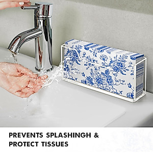 Kordory Acrylic Guest Towel Holder for Bathroom, Clear Waterproof Splashing Vertical Napkin Holder for Kitchen, Disposable Hand Towel Holder, Modern Dining Table Napkin Tray for Home, Hotel, Office