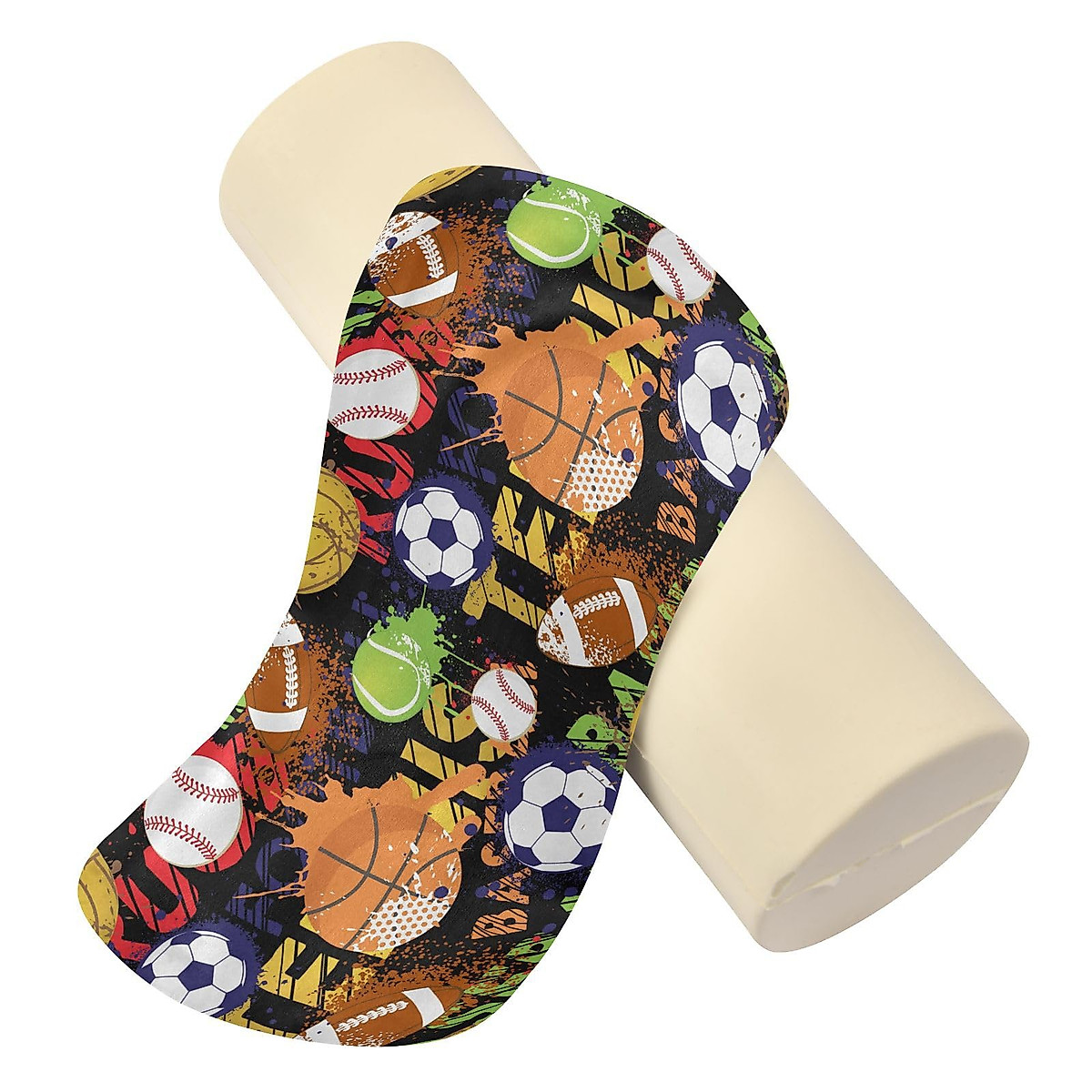 Vnurnrn Sport Balls Neck Support Pillow Round Neck Roll Bolster Cylinder Pillow Cervical Pillows Shoulder Pillow for Leg Knee Back Head Support for Bedroom Camp Work Women Men