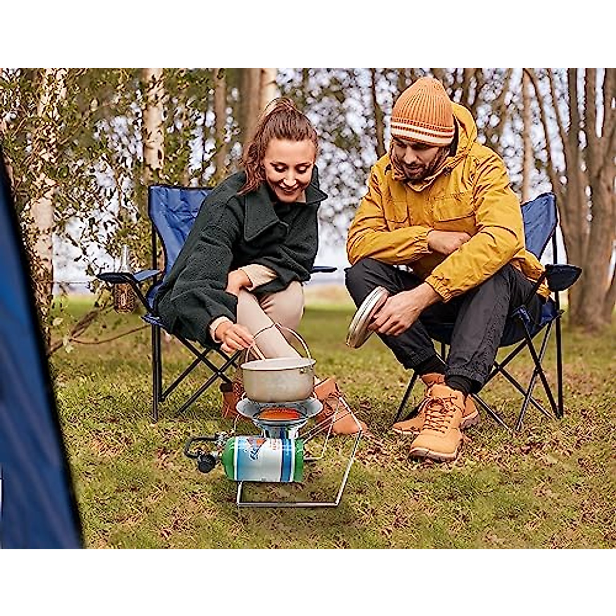Flame King FK-AD010CGA Multi-Use Portable Propane Heater/Cooker 15,000 BTU for Camping, Ice Fishing, and Backpacking Trips, Silver