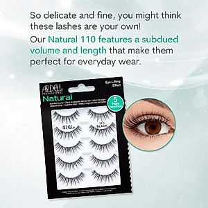 Ardell False Eyelashes Natural 110 Black, 1 pack (5 pairs per pack)