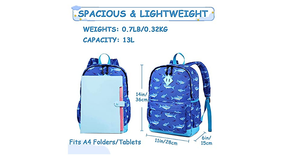 VASCHY Toddler Backpack Ocean Shark for Kids 3-6 | Water-Resistant ...