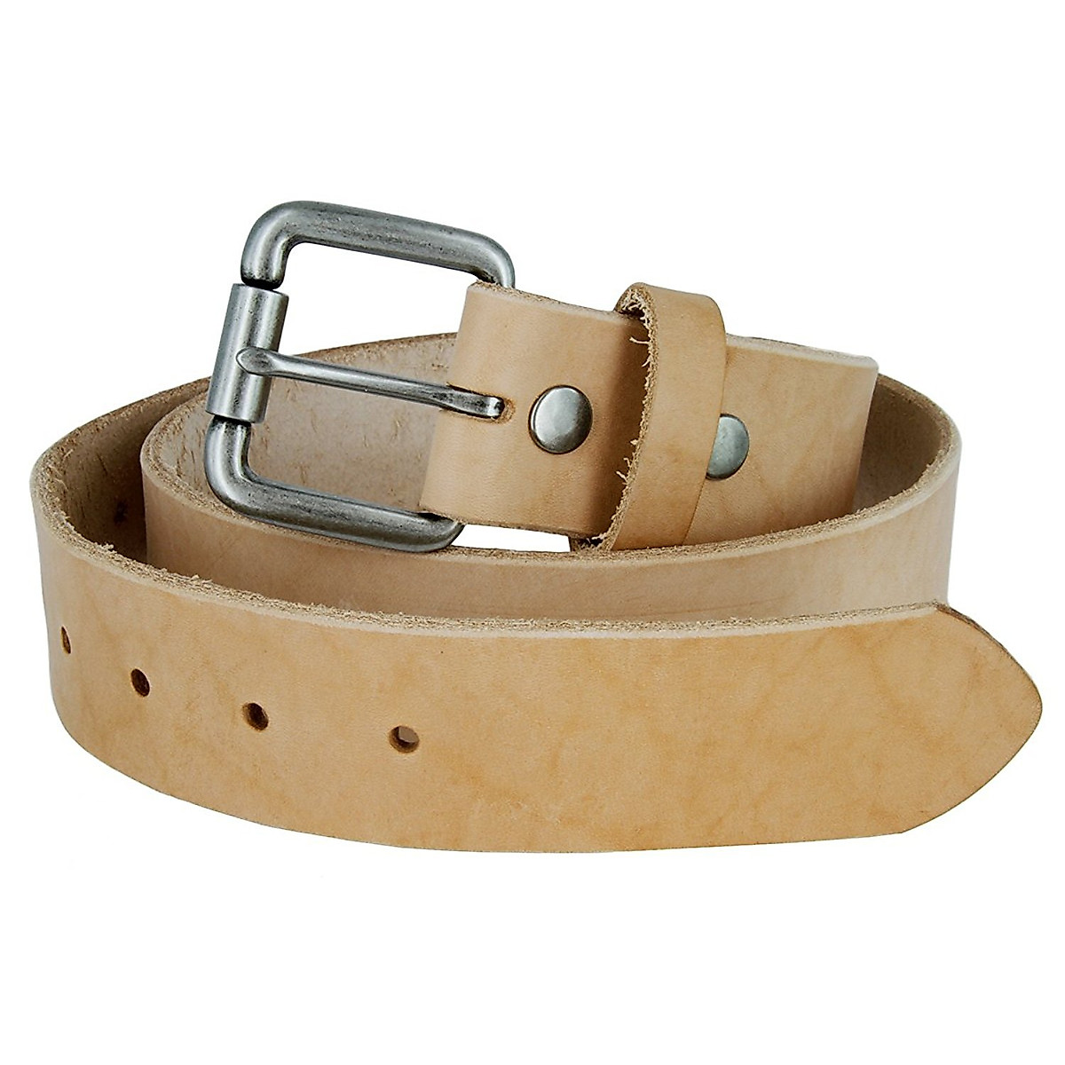 Natural Finish Full Grain Leather Belt with Roller Buckle 1 1/2" (Natural,36)
