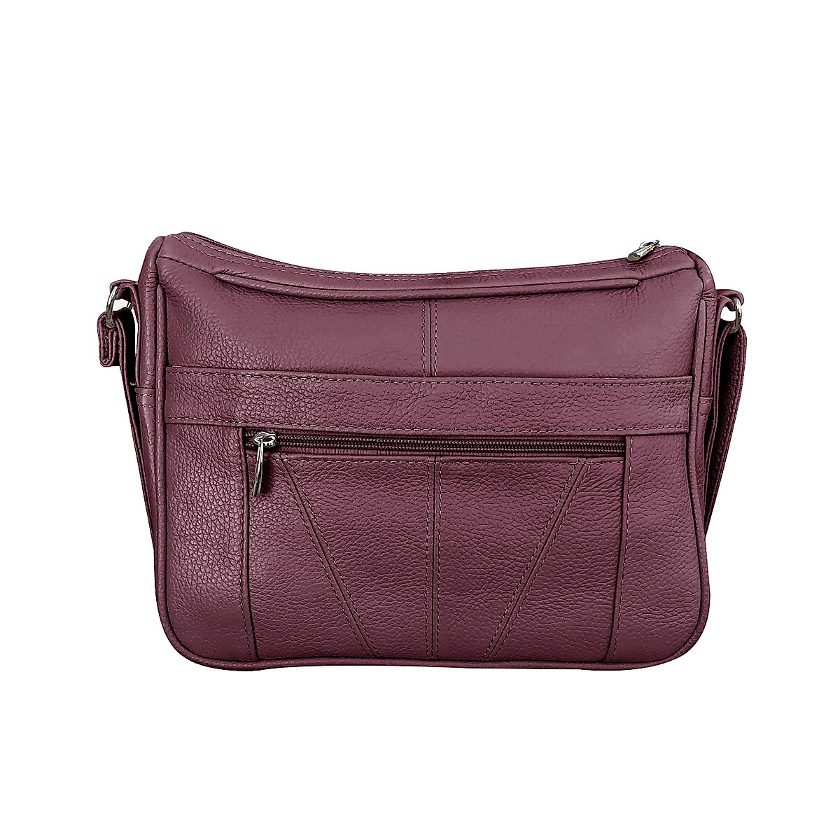 Roma Leathers Women's Wine Red Leather Crossbody Shoulder Bag