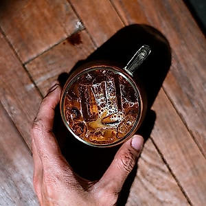 MARKABLE Interiorsbydebbi Selected Double Wall Glass Coffee Mug, 15.2 Ounces-Clear Glass Coffee Cup with Handle, Insulated Coffee Glass, Cappuccino Cup, Tea Cup, Latte Cup, Beverage Glass