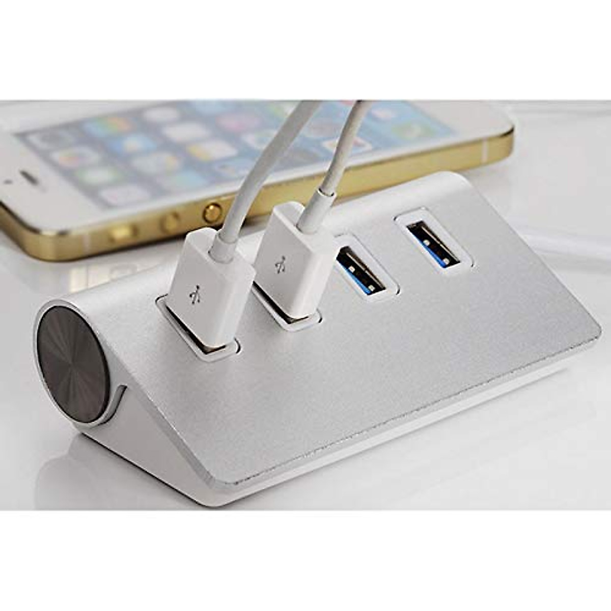 WJCCY One Drag Four Splitter Portable USB Splitter ，USB 3.0 4-Port Multi Hub Splitter Aluminum Adapter