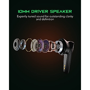 Black Shark Bluetooth Earbuds Wireless with 45ms Ultra-Low Latency, Gaming 5.2, Dual Modes, 10mm Driver, 35H Play Time, IPX4 Waterproof, Built-in Mic - Lucifer T1