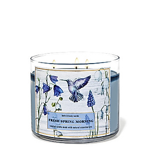 Bath and Body Works, White Barn Fresh Spring Morning 3-Wick Candle w/Essential Oils - 14.5 oz - 2021 Core Scents! (Fresh Spring Morning)