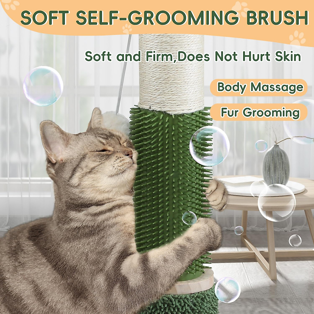 COUNER Cat Scratching Post for Indoor Cats Adults-39.4'' Tall Cat Scratcher with Nature Sisal Rope,Cat Toy Interactive Ball Self Groomer,Large Scratching Post for for All Cats Protect Your Furniture