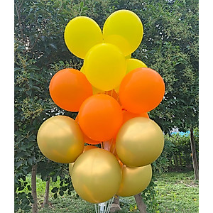 JODIDI 60 Pcs 12-Inch Latex Balloons in Yellow, Orange, and Gold - Perfect for Thanksgiving Day, Halloween, Graduations, Birthday, Fall Celebrations,Baby Shower, and Party Decorations