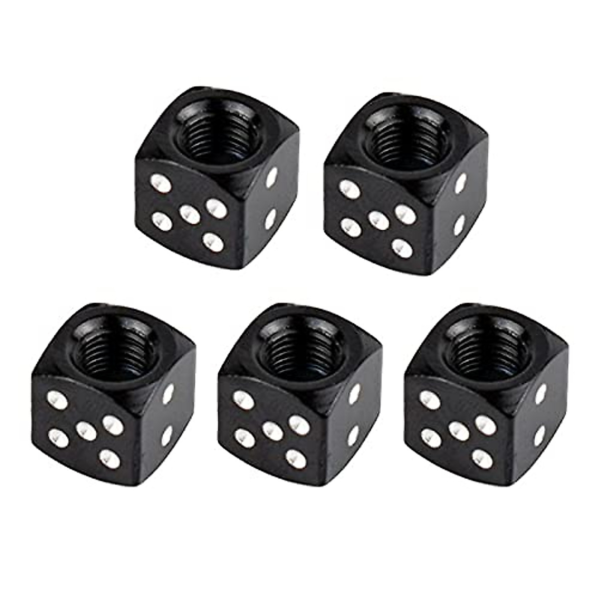 SUWEILE SZSZ 5pcs Aluminum Dice Valve Caps Tire Air Valve Stem Cap Cover for Car Trunk Mountain Road Bike Bicycle Wheel 0212 (Color : Black)