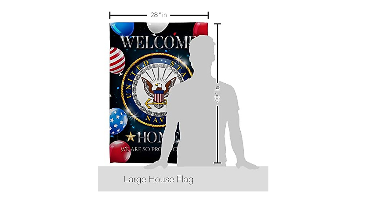Welcome Home Navy House Flag – Proudly Made in USA