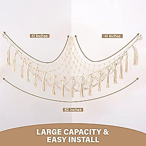 IYOG Stuffed Animal Net or Hammock (41inx41inx52in) - Corner Net for Stuffed Animals for Wall - Stuffed Animal Storage - Toy Hammock -Stuffed Animal Hammock (Cream) Hardware Included