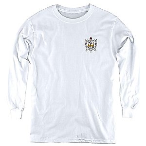 Sigma Gamma Rho Sorority Official Plaid Badge Youth Long Sleeve T Shirt,White, Large