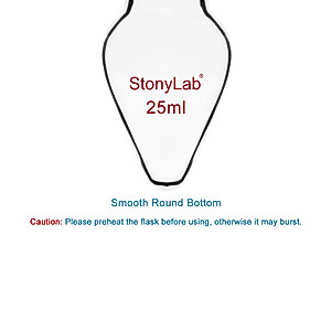 stonylab Recovery Flask, Heavy Wall Single Neck Borosilicate Glass Rotary Evaporator Flask with 24/40 Standard Taper Outer Joint, Pear-Shaped Lab Flask, 25 ml