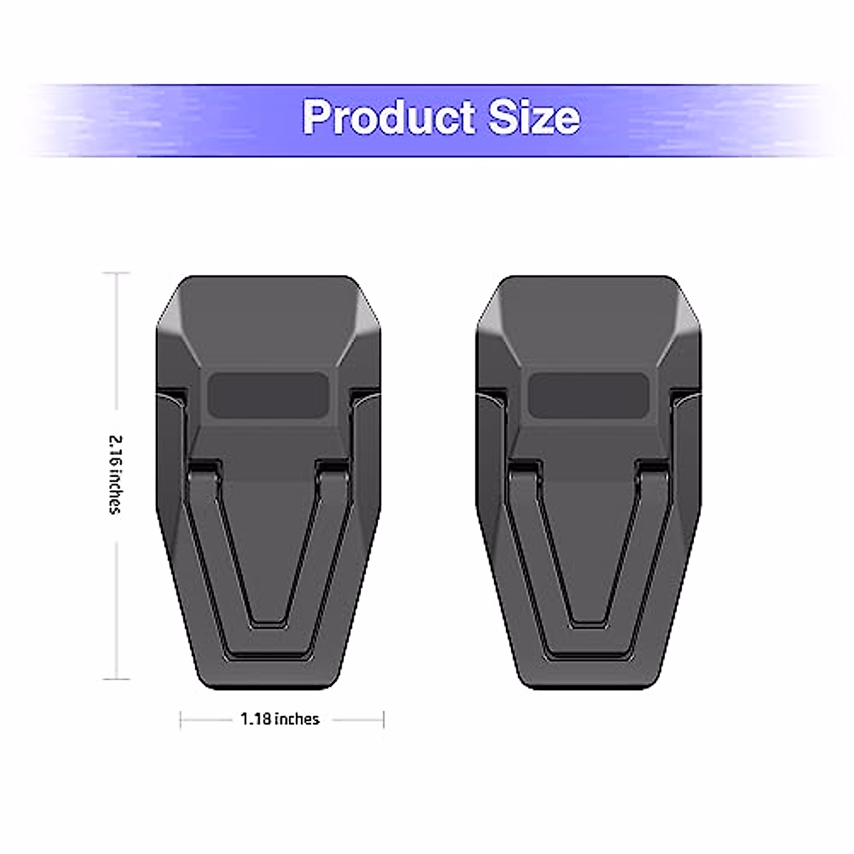 PONICOR Zinc Alloy Computer Keyboard Stand for Desk, Foldable Keyboard Riser with 2 Angle Adjustable, Self-Adhesive Invisible Laptop Stand for Desk, Mini Portable Keyboard Lift (2pcs, Black)