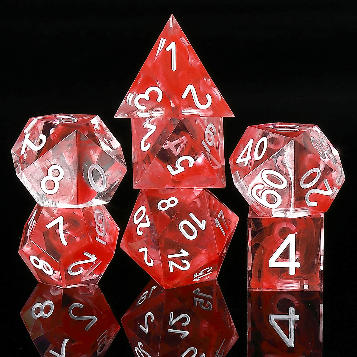 DAKAFUL DND Game Dice-Set Sharp Edges - Dungeons and Dragons Polyhedral Red Dice Set for D＆D RPG MTG Table Games D4 D6 D8 D10 D12 D20