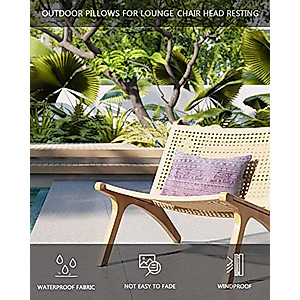 Recliner Head Pillow Ledge Loungers Chair Pillows with Insert Traditional Elephant Bohemian Floral Texture Pink Lumbar Pillow with Adjustable Strap Patio Garden Cushion for Sofa Bench Couch, 2 PCS