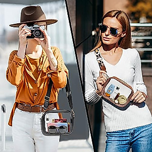 COROMAY Clear Bag Stadium Approved, Clear Crossbody Purse Bag with Adjustable Strap, Leather Clear Stadium Bag for Sports Concerts Events