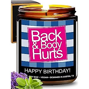 Funny Happy Birthday Candle, Gifts for Women & Men, Birthday Surprise Box, Birthday Gift Ideas for Her & Him, Back and Body Hurts Candle
