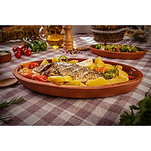 LUKSYOL Handmade Terracotta Oven Tray - Authentic Mexican Pottery for Tajine, Moroccan, Indian Cooking | Oven-Safe Clay Pan for Baking and Slow-Cooking | Lead-Free and Versatile Clay Cookware