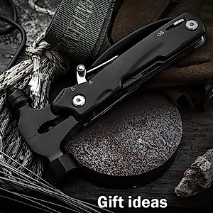 Hammer Multitool with Knife Saw, Wire Cutter, Pliers, Sheath for Fishing, Camping and Survival