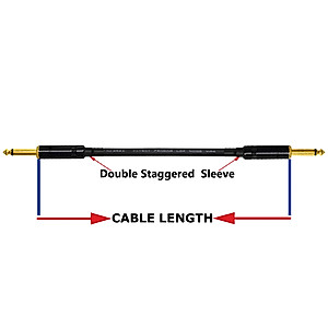 WORLDS BEST CABLES 3 Units - 3 Foot -Pedal, Effects, Patch, Guitar instrument cable CUSTOM MADE made using Mogami 2524 wire and Neutrik-Rean NYS224BG Gold ¼ inch (6.35mm) TS Plugs