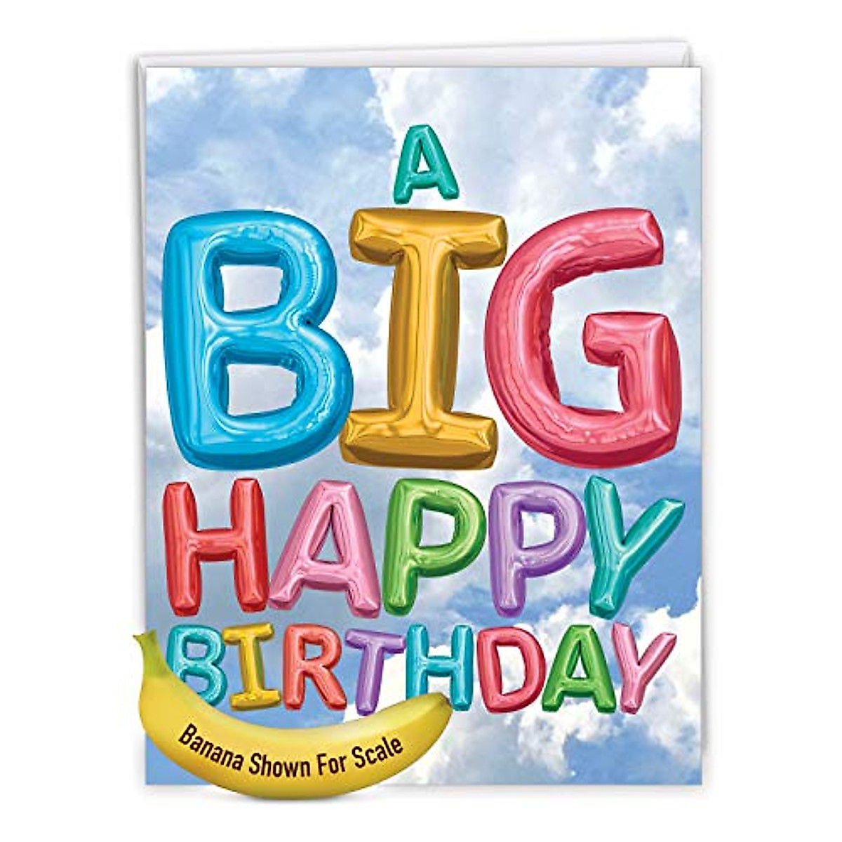NobleWorks - 1 Jumbo Happy Birthday Greeting Card (8.5 x 11 Inch) - Group Celebration, Appreciation Stationery for Bday - Inflated Messages J5651EBDG