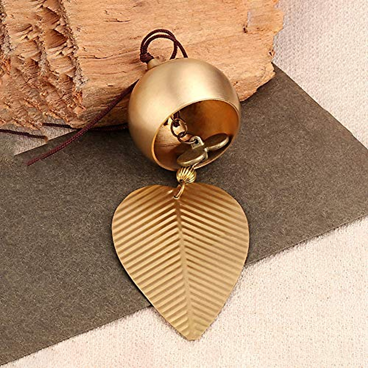 Gold Leaf Hanging Bell Good Luck Bell Wind Chime Home Window Decoration Bell for Wealth and Safe Pendant Chinese Feng Shui Bell